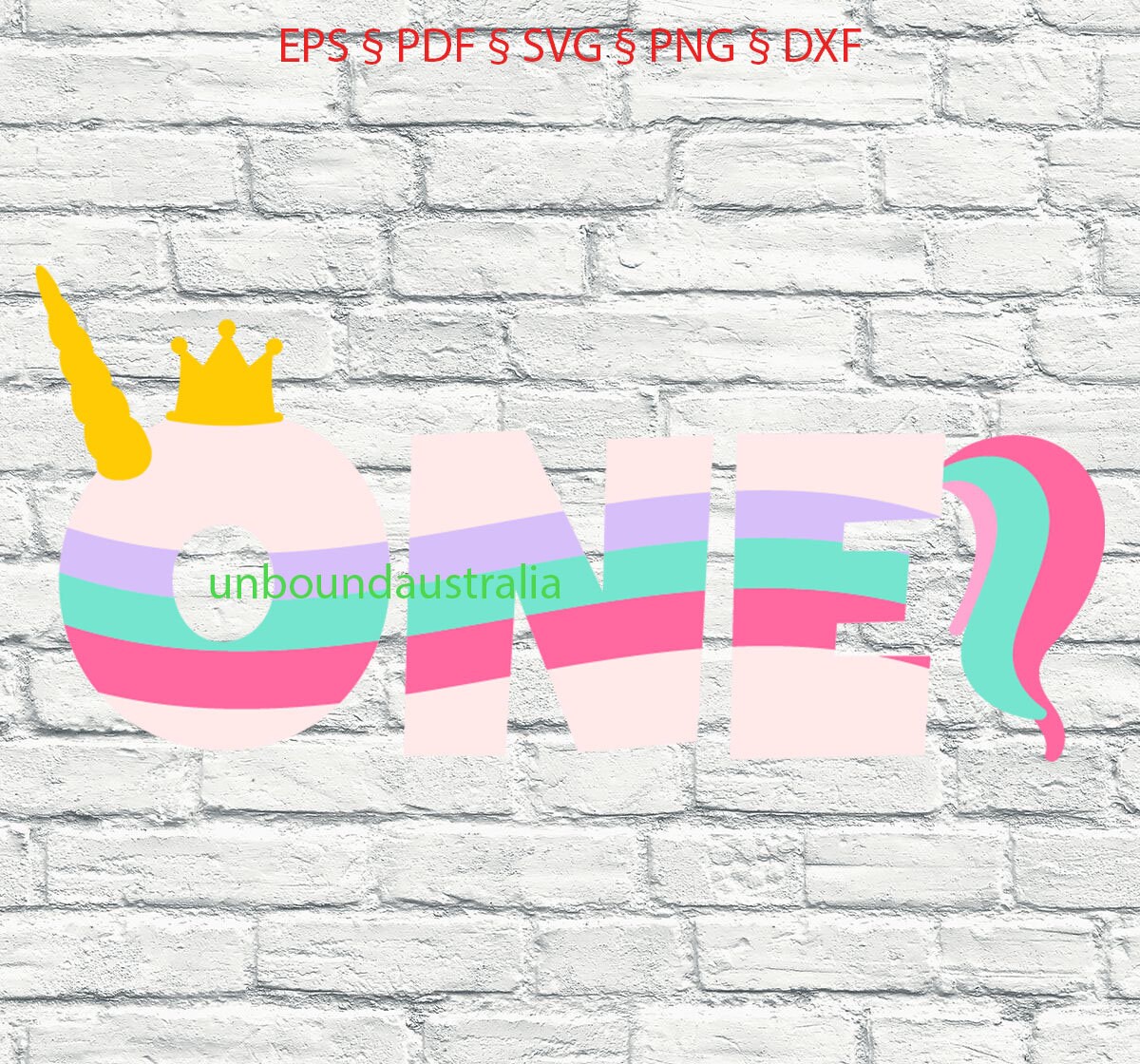 Unicorn Birthday Number ONE cut file digital download layered | Etsy