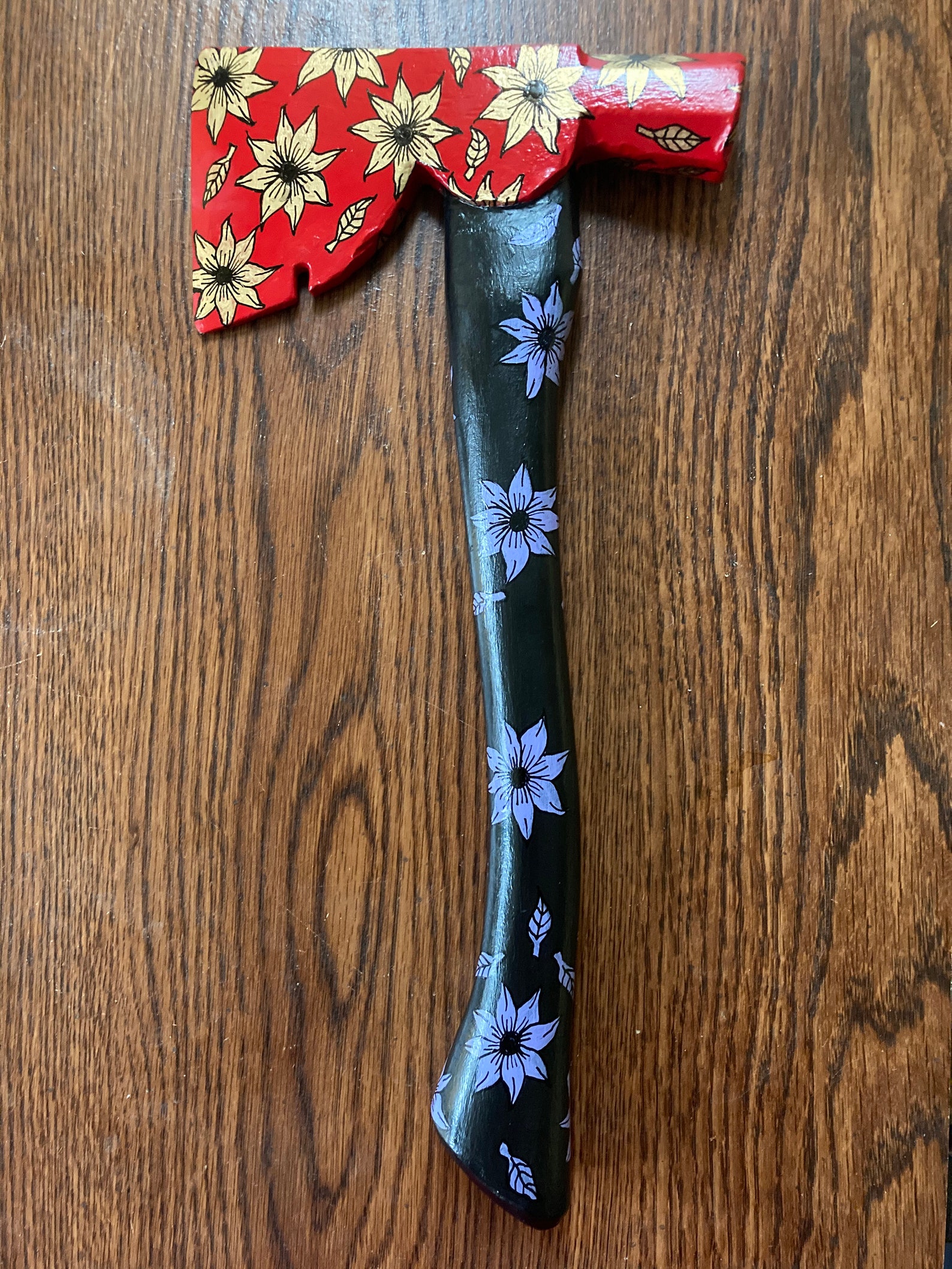 SOLD! Vintage Hand-painted Hatchet With Floral Design by Dave Hill - Etsy