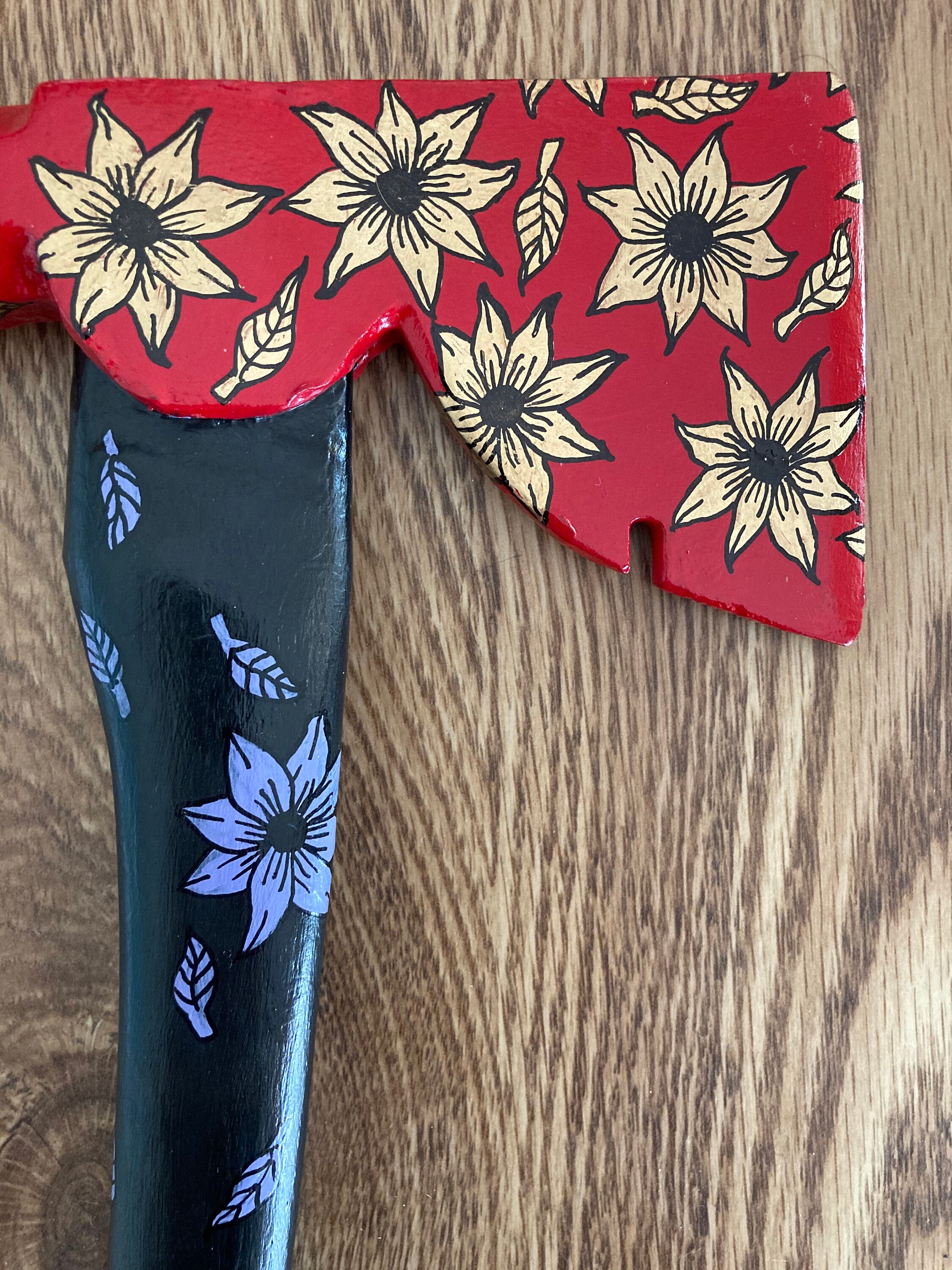 SOLD! Vintage Hand-painted Hatchet With Floral Design by Dave Hill - Etsy
