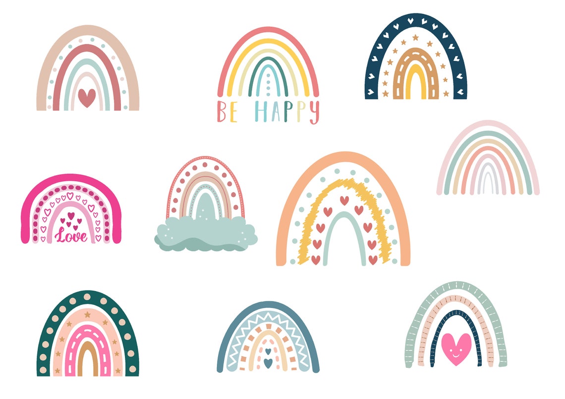 Boho Rainbow Bundle PNG, SVG, PDF, Instant Download, Digital, Design ...