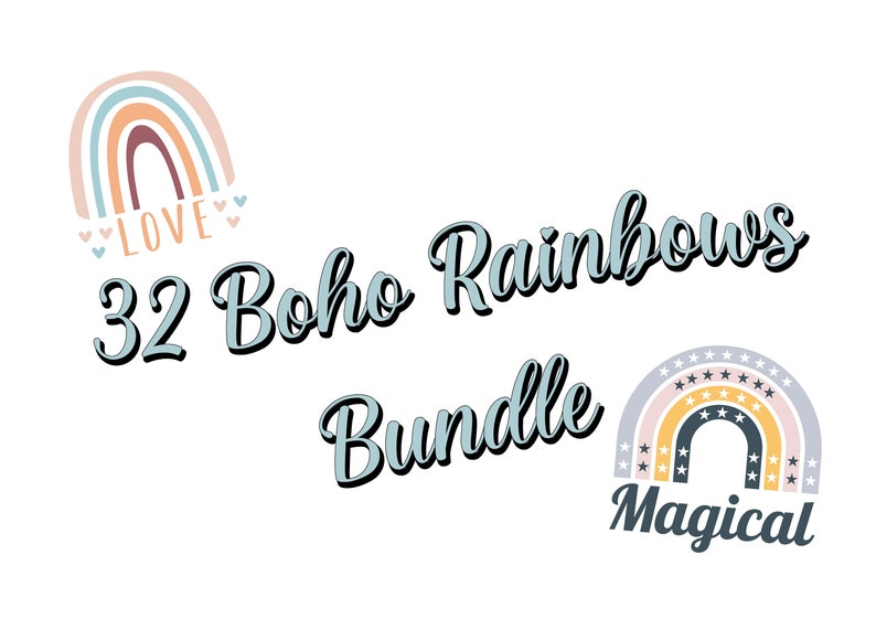 Boho Rainbow Bundle PNG, SVG, PDF, Instant Download, Digital, Design ...