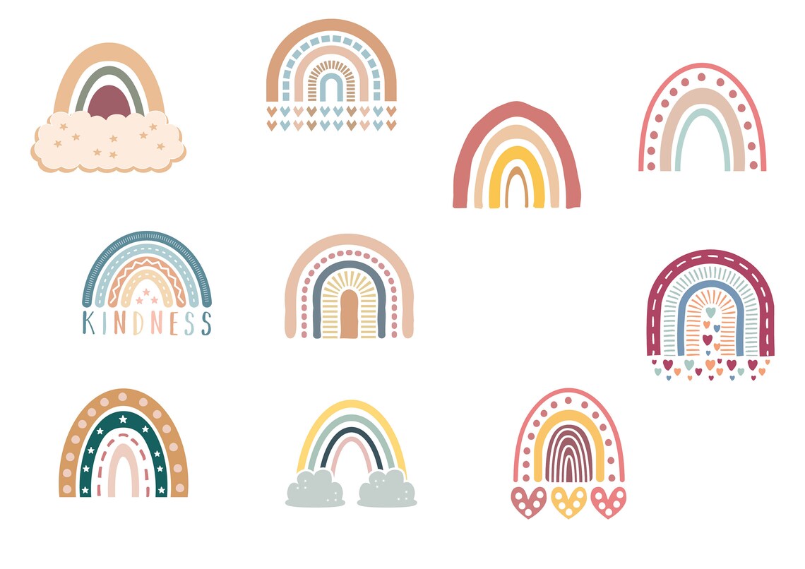 Boho Rainbow Bundle PNG, SVG, PDF, Instant Download, Digital, Design ...