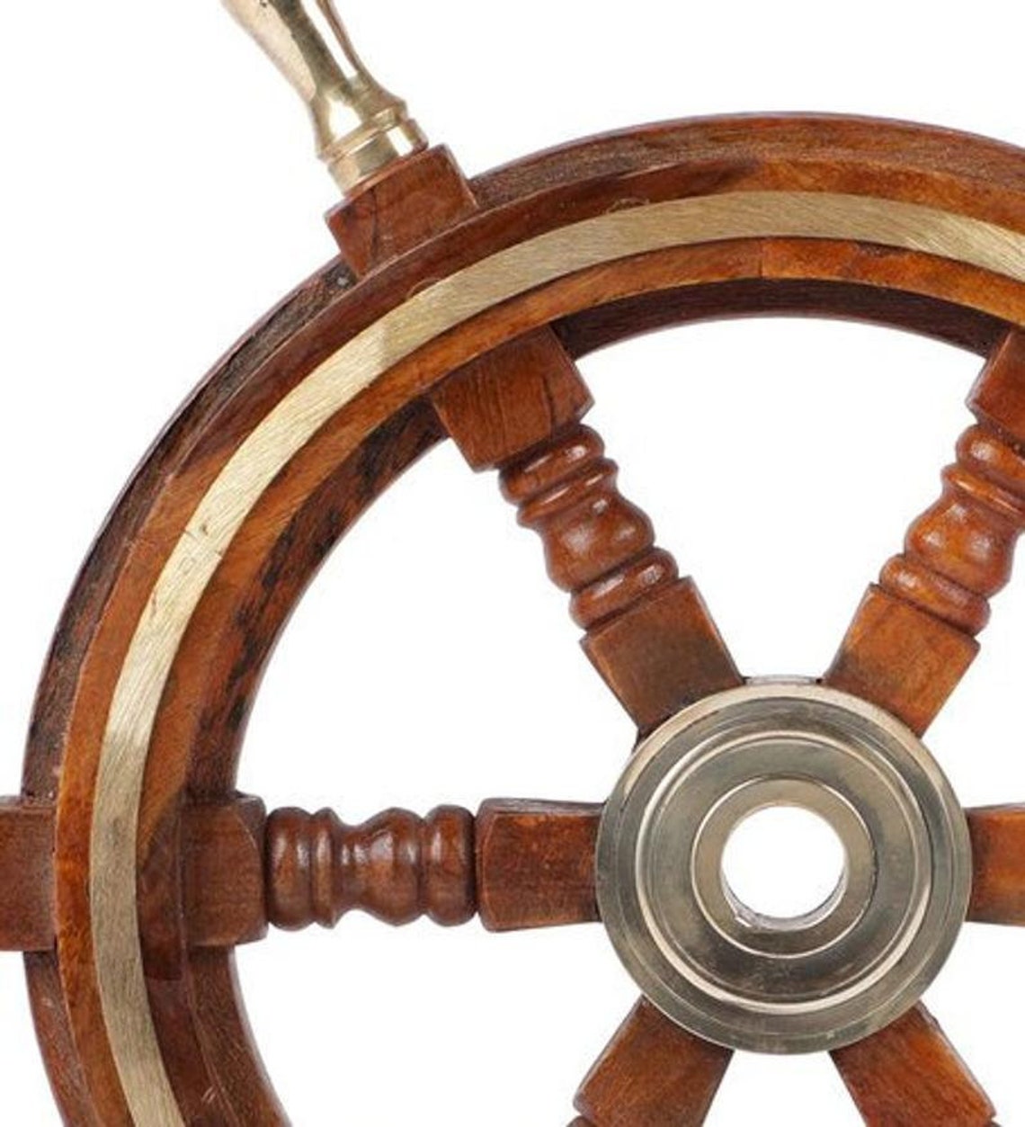 18 Handmade Ship Wheel Six Spoke Wooden Brass Strip | Etsy