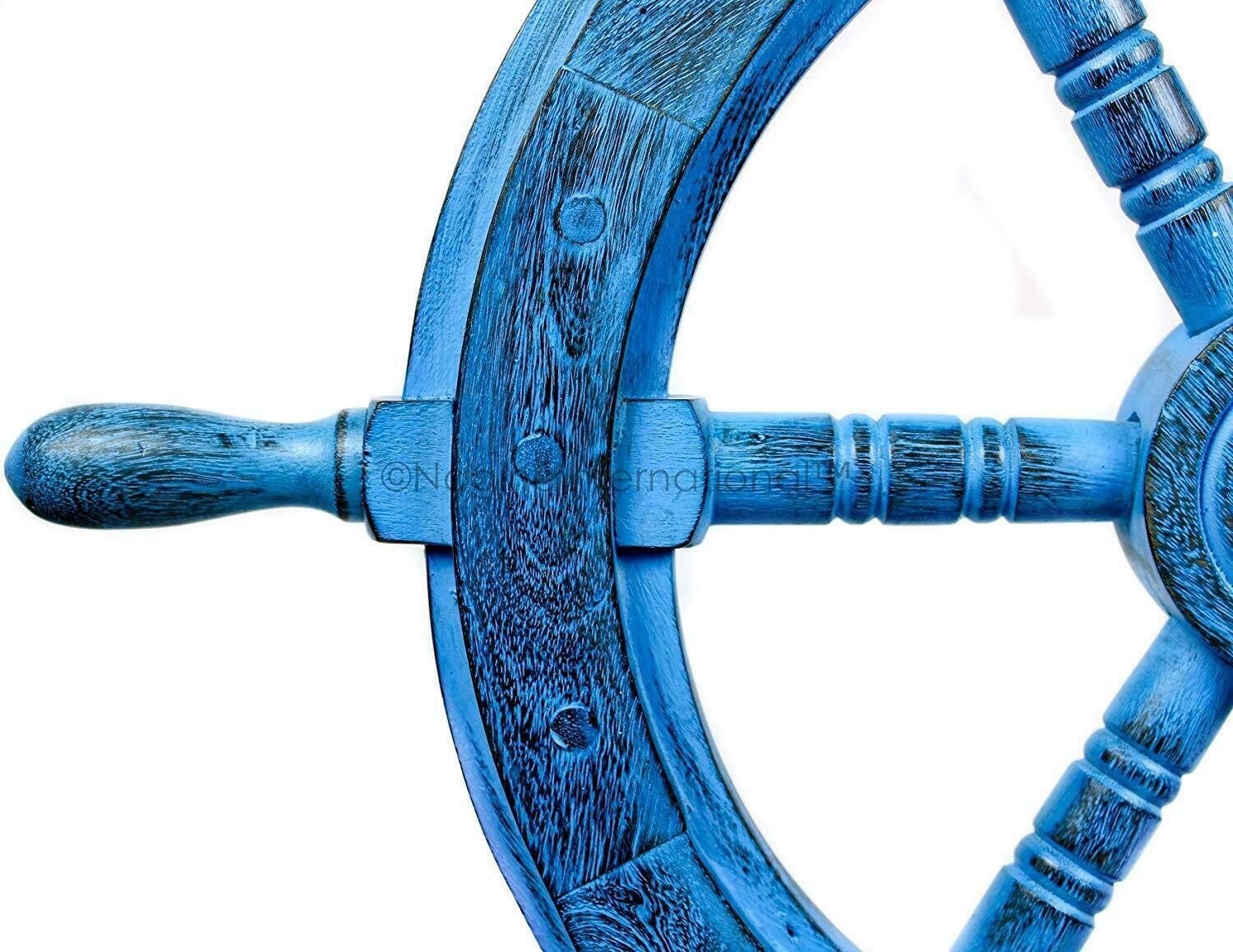 Blue Ship Wheel 18 Rustic Dark Blue Premium Torched | Etsy