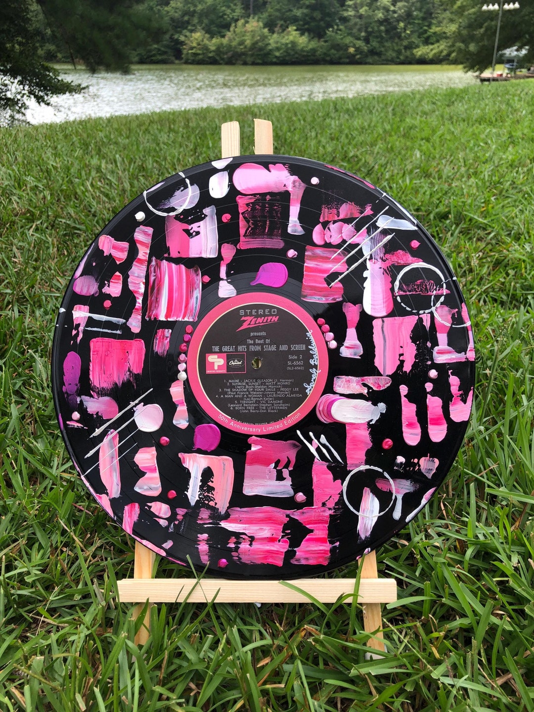 Pretty in Pink Abstract Painted Vinyl Record, Abstract Art, Acrylic ...