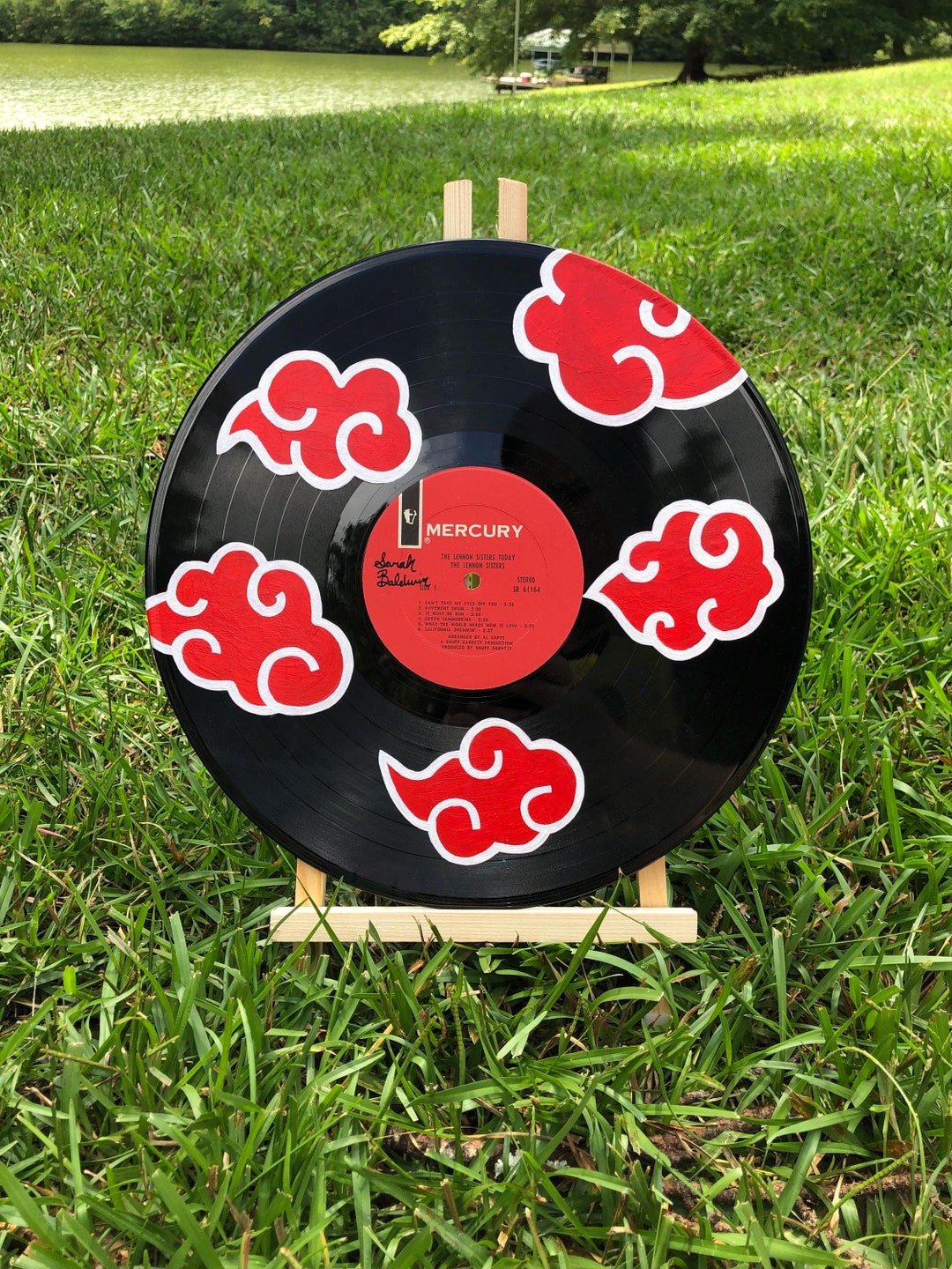 Anime Clouds Painted Vinyl Record, Anime Art, Acrylic Painted Vinyl ...