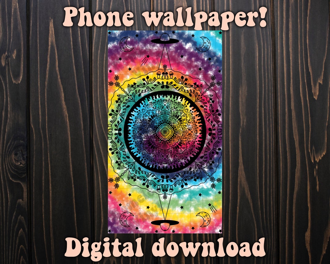 Trippy Mandala DIGITAL DOWNLOAD Handytapete, Ästhetische Tapete, Trippy ...