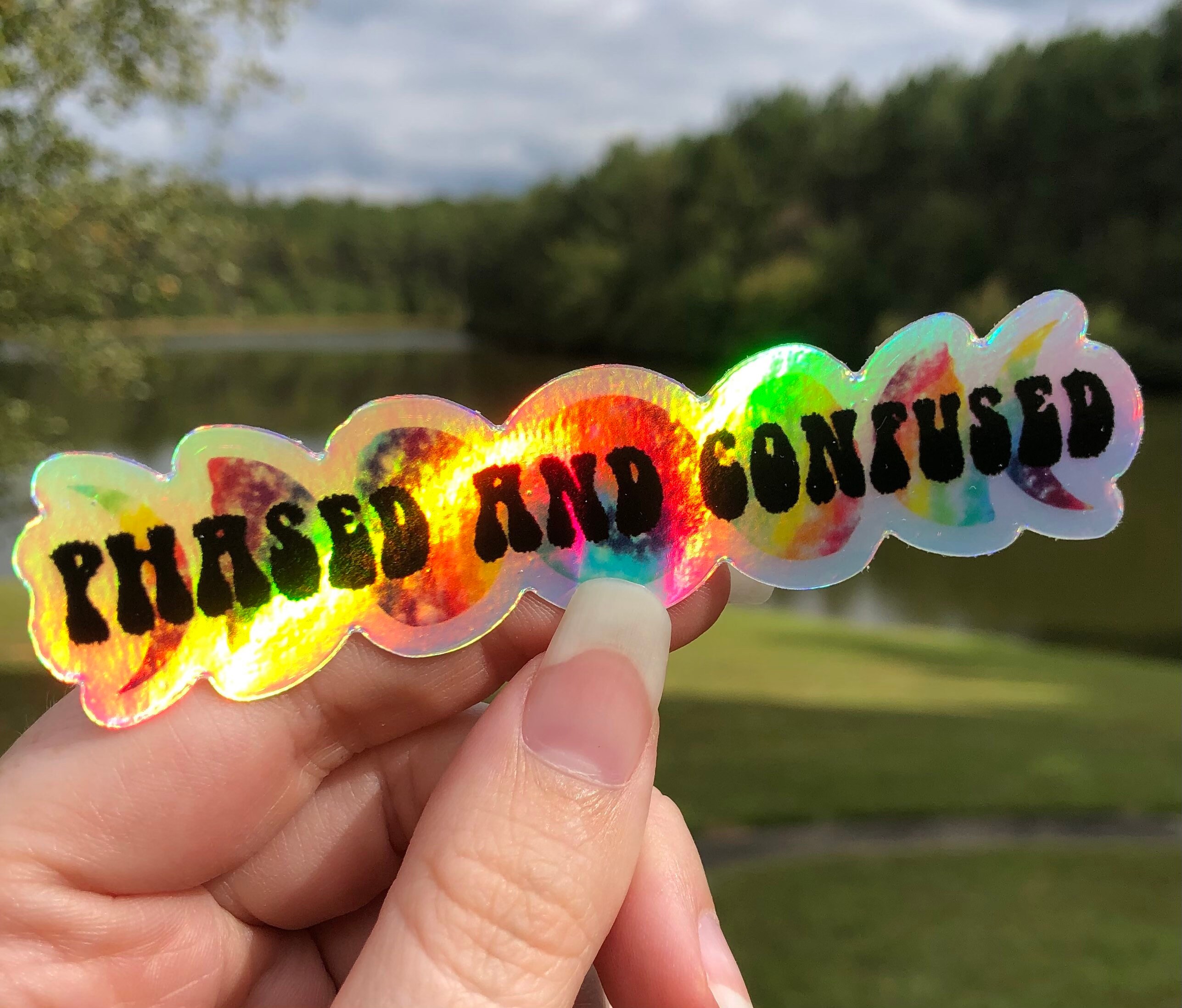 Holographic phased and Confused Sticker Water - Etsy