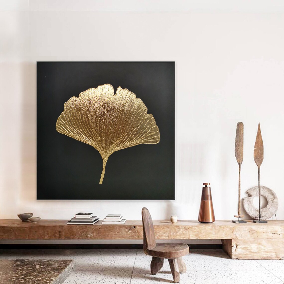 Ginkgo art gold Leaf wall art Foyer wall decor Master bedroom | Etsy