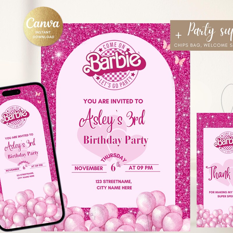 Barbie Invitation - Etsy