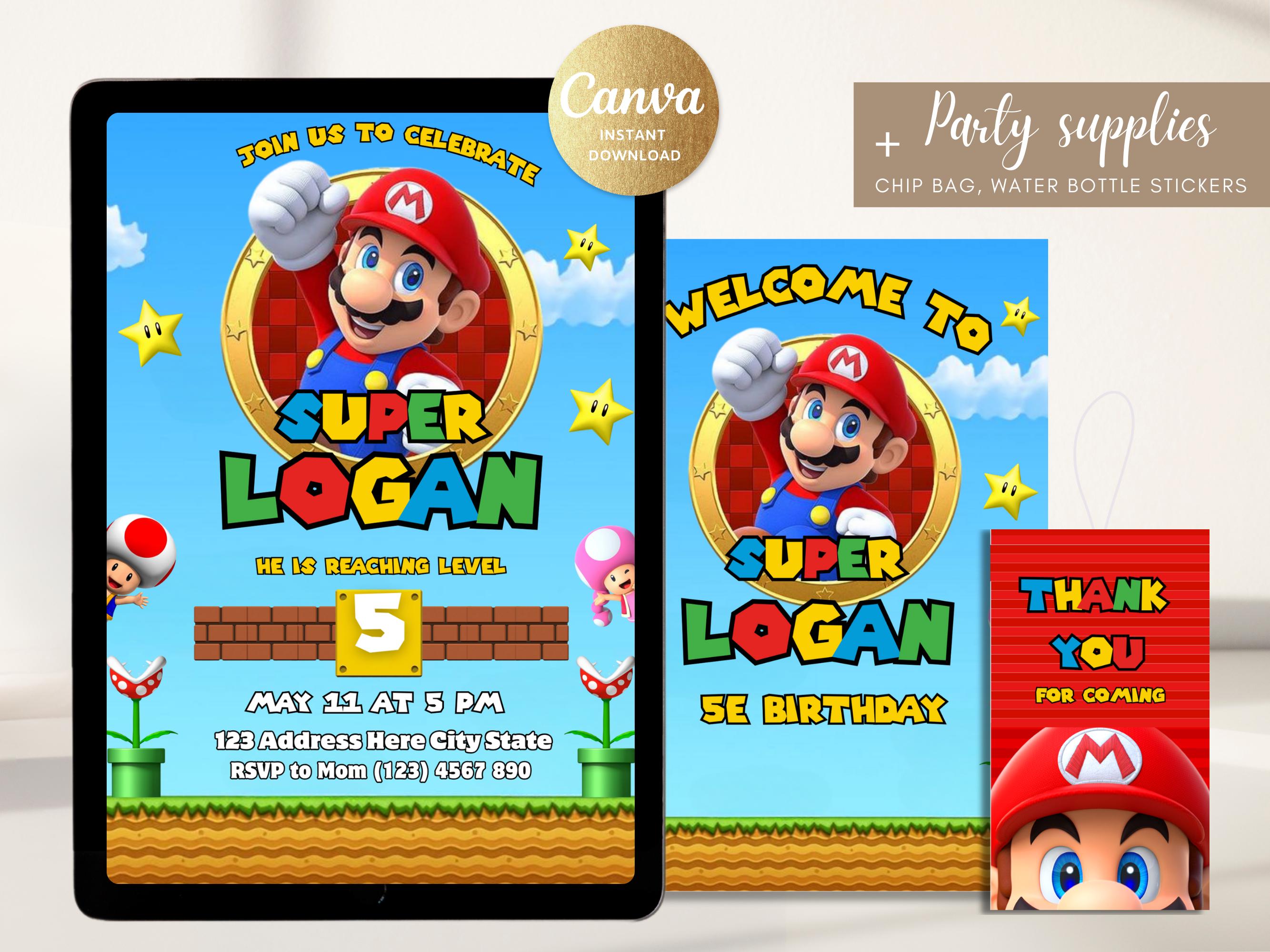 Mario Bros Invitation Super Mario Brothers Birthday Invitation Boy ...