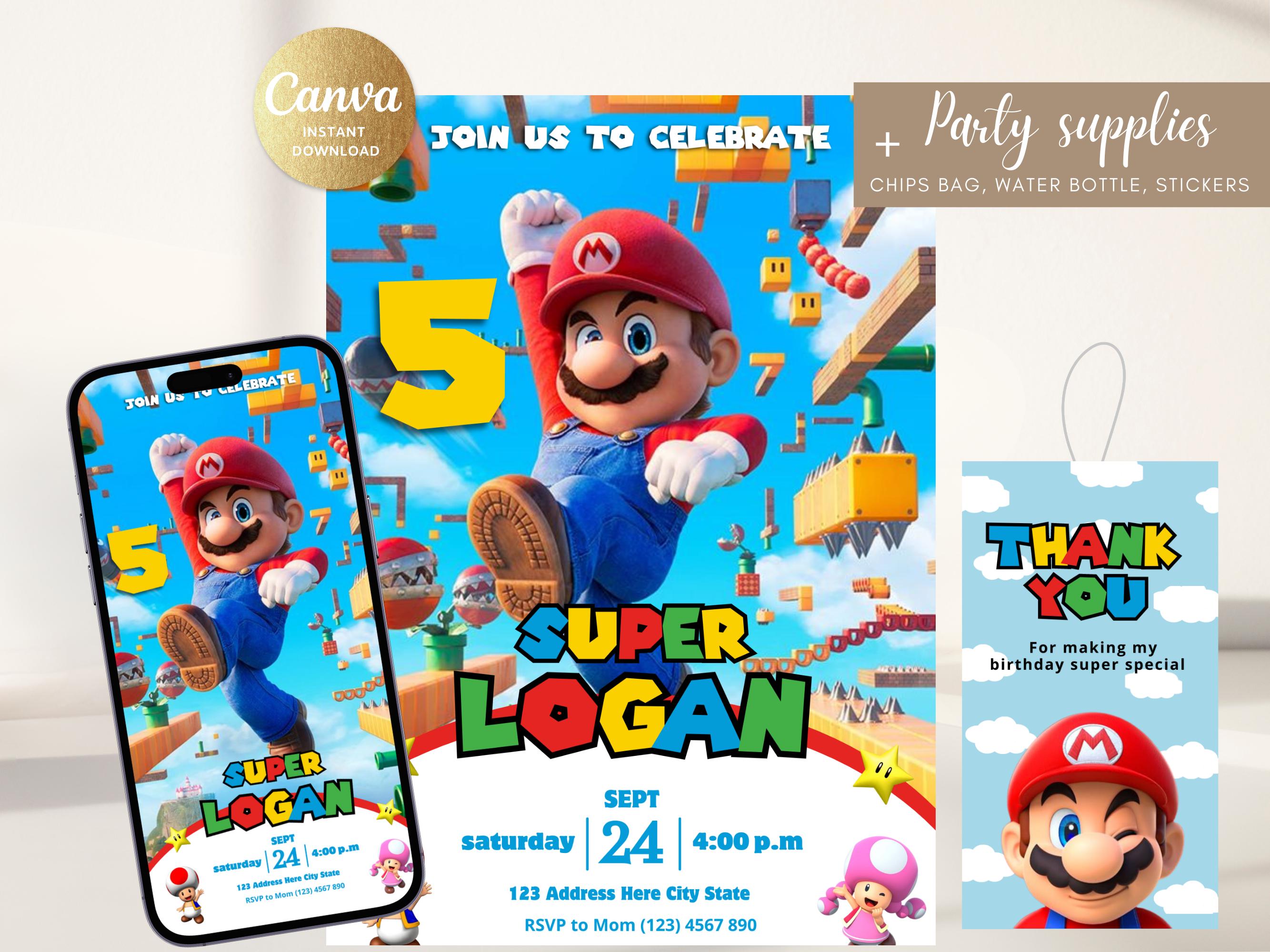 Mario Bros Invite Super Mario Birthday Invitation Super Brothers Boy ...