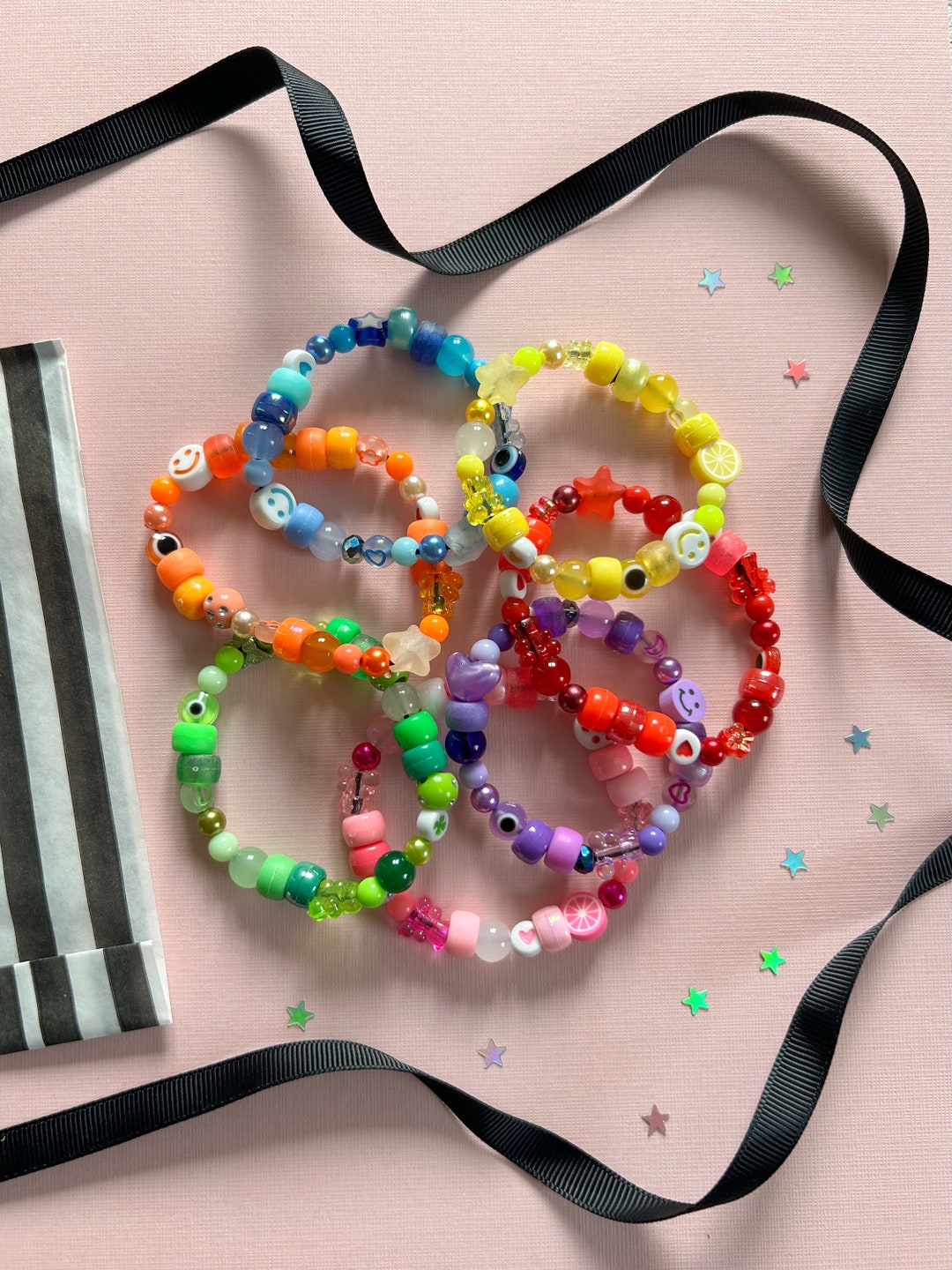 Friendship Bracelet | Rainbow ~ 90s Style ~ Multi Colour | Elasticated ...