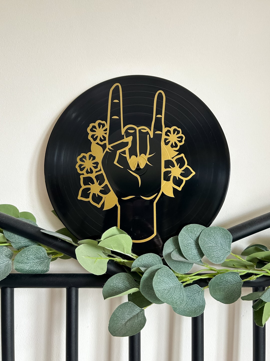 Vinyl Record | Repurposed | Floral Rock Fist - Etsy