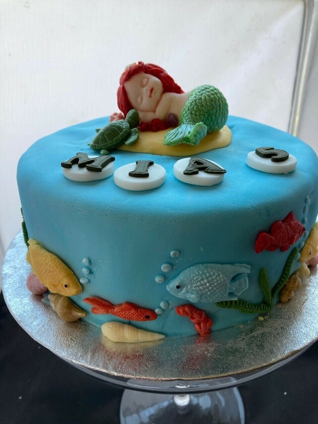 An 'ariel' Mermaid Cake Topper With Edible Realistic Shells and Name ...