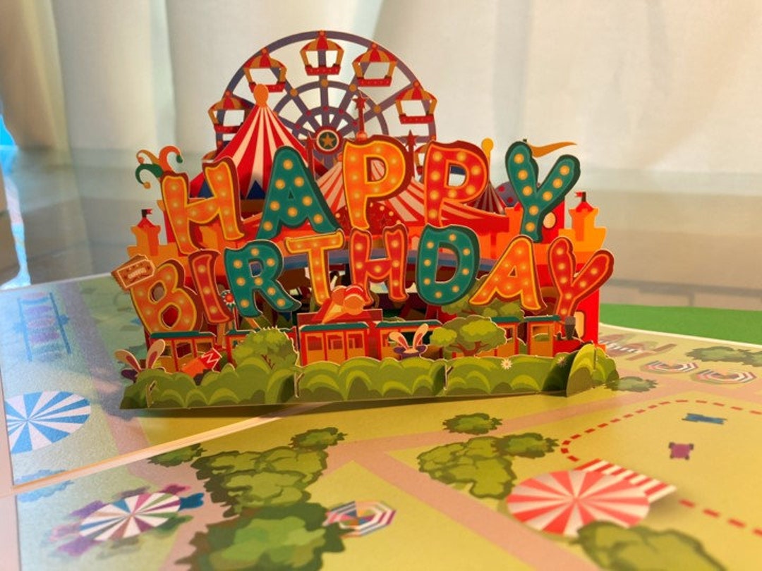Fabulosa tarjeta de cumpleaños emergente 3D de feria: adecuada para ...