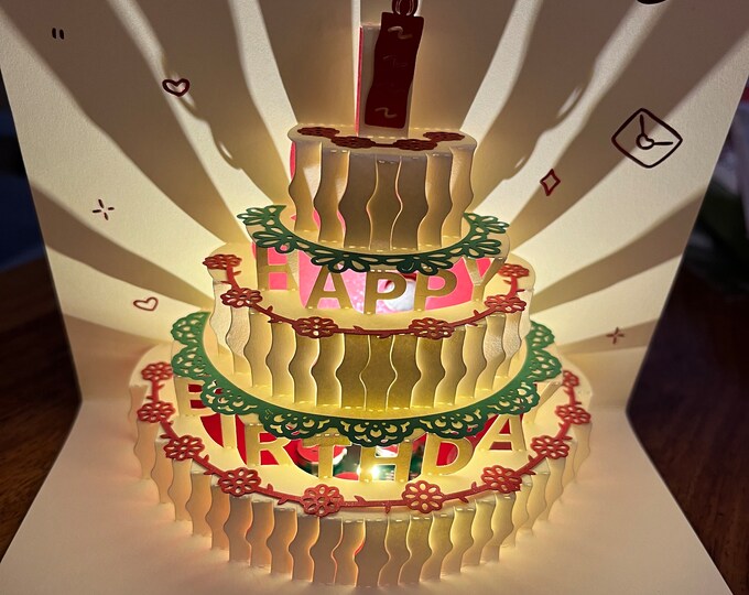 Beautiful Led Light up Card, Vase of Flowers, Cards With Lights, Extra ...