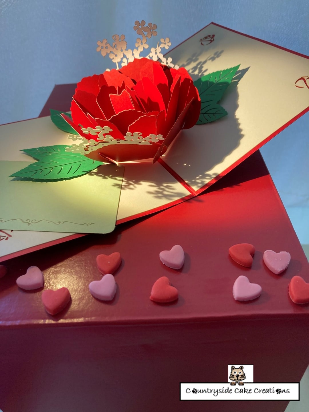 Pop up 3D Card Red Rose - Etsy