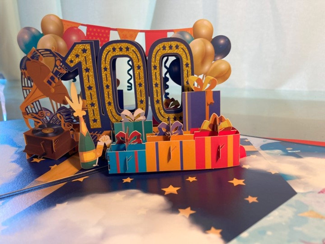 Pop up 3D Fantastic 100th Celebration Birthday Card - Etsy