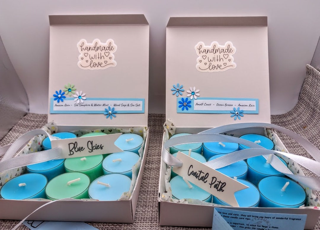 Tealight Trio Pretty Themed Boxes of 9 Beautiful Hand Poured Coloured ...