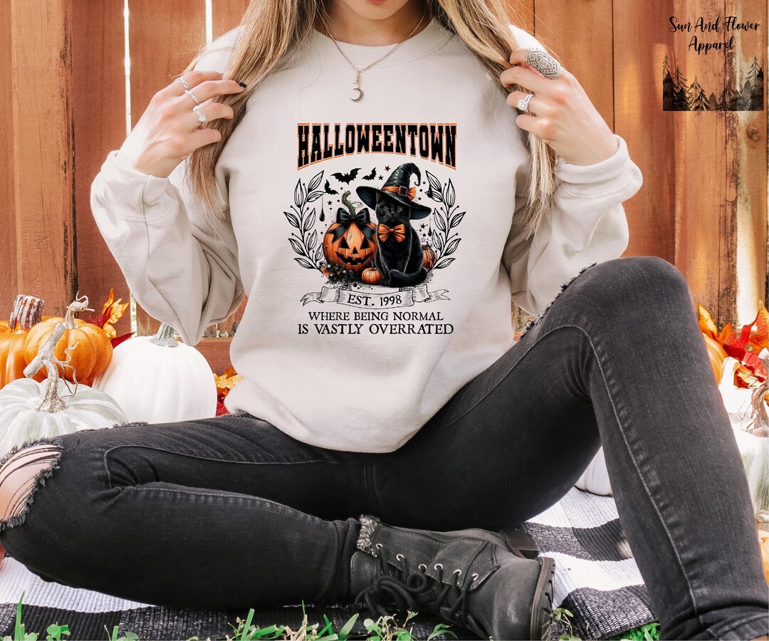 Halloweentown Sweatshirt, Black Cat Shirt, Spooky Season, Boo Shirt ...