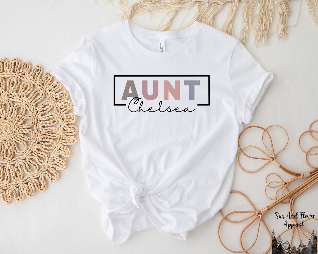 Custom Name Aunt Shirt, Personalized Gift for Aunt, Auntie Shirt, New Aunt Gift, Aunt Pregnancy ...