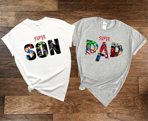 Superhero Dad Shirt Super Dad Super Son Dad and Son | Etsy