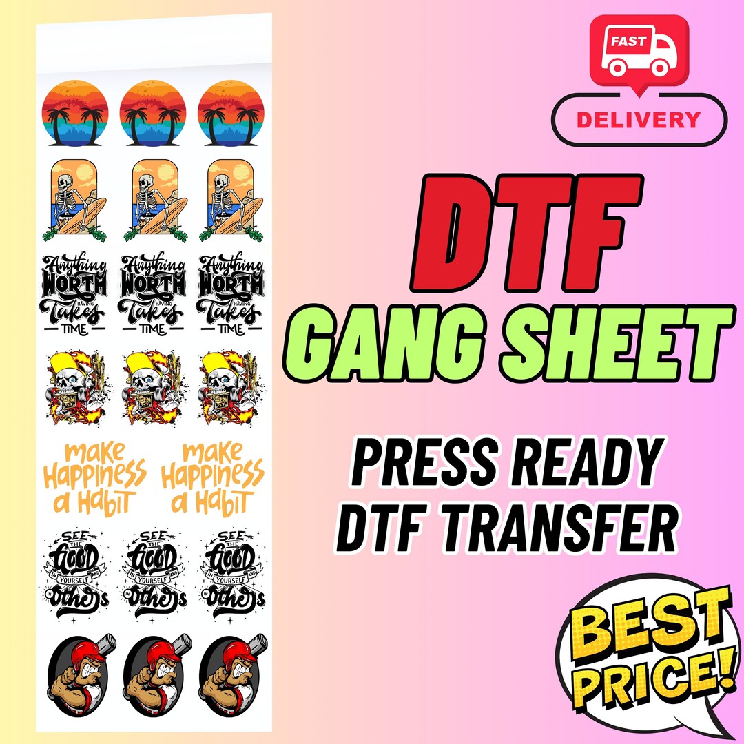 DTF Transfer Sheet Print, Custom Full Color DTF, Dtf Heat Transfer ...