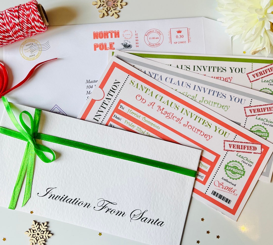 Personalised Santa Invitation Santa Ticket Lapland Ticket - Etsy