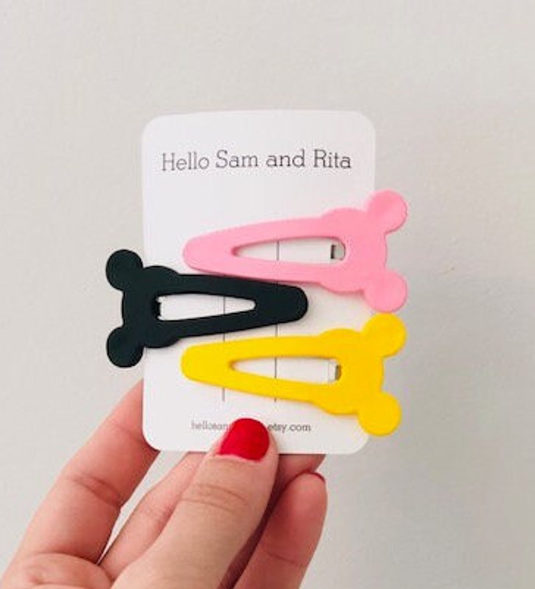 Mickey Mouse Ear Clip Set (3 Colors Included PINK YELLOW BLACK ...