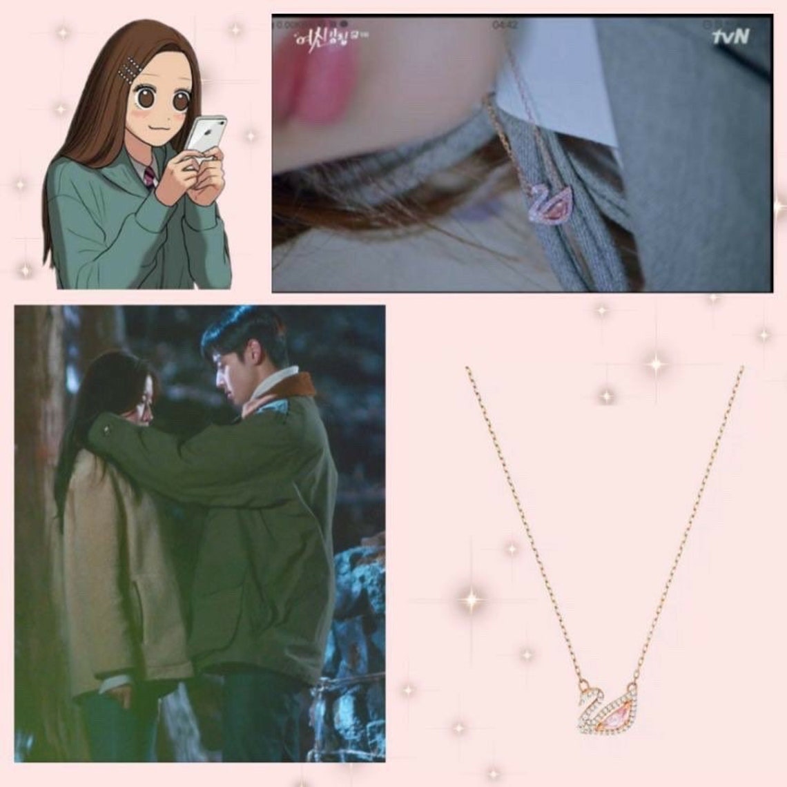 TRUE BEAUTY NECKLACE Jugyeong Kdrama Suho Seojun Swan Necklace | Etsy