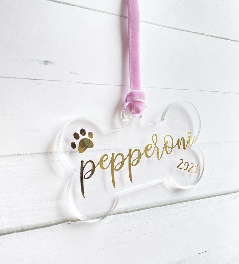 Personalized Acrylic Dog Bone Ornament New Dog Holiday Christmas Gift ...