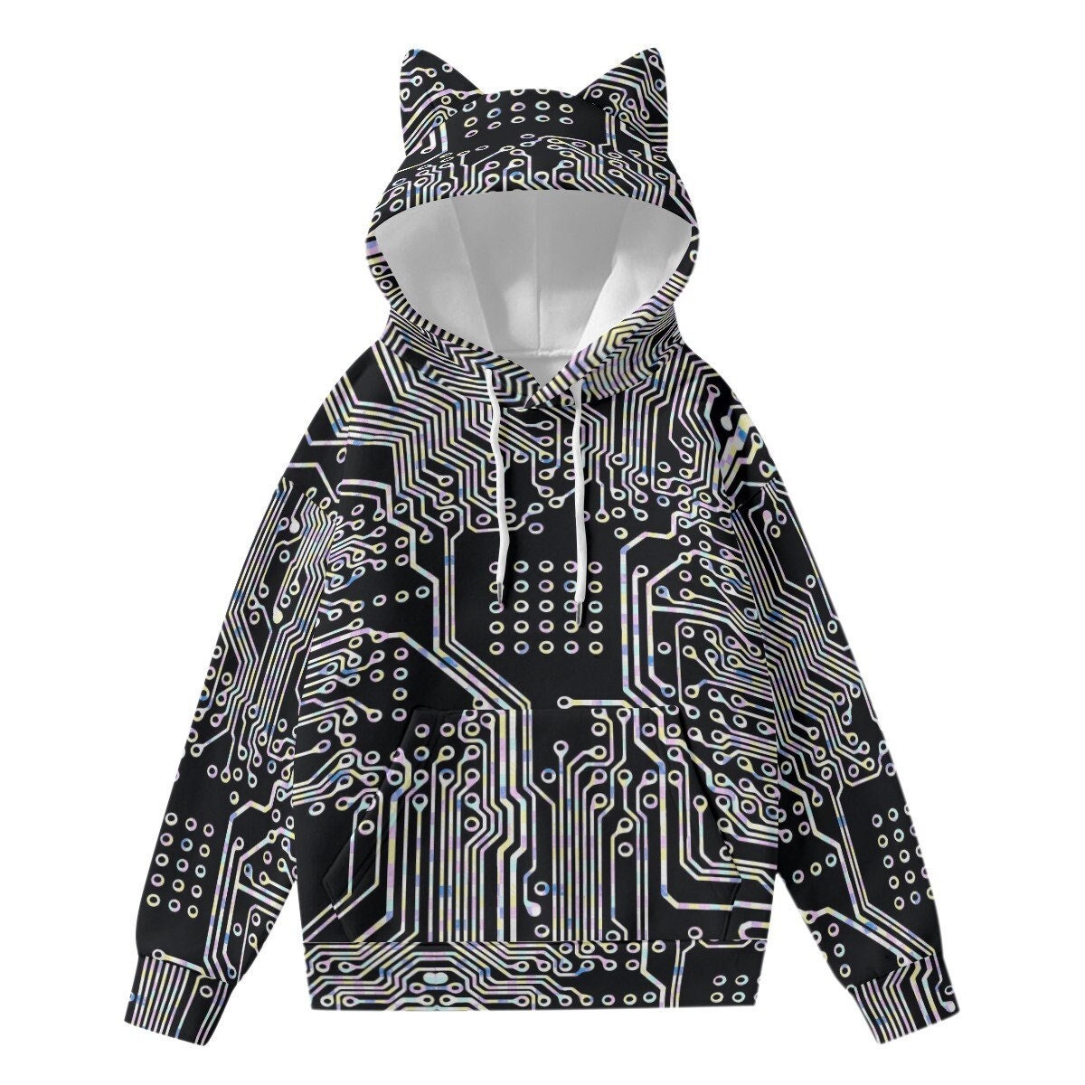 Cyberpunk Hoodie With Ears, Sci Fi Gifts, Space Fashion Cyberpunk Hoodie With Ears, Sci Fi Gifts, Space Fashion