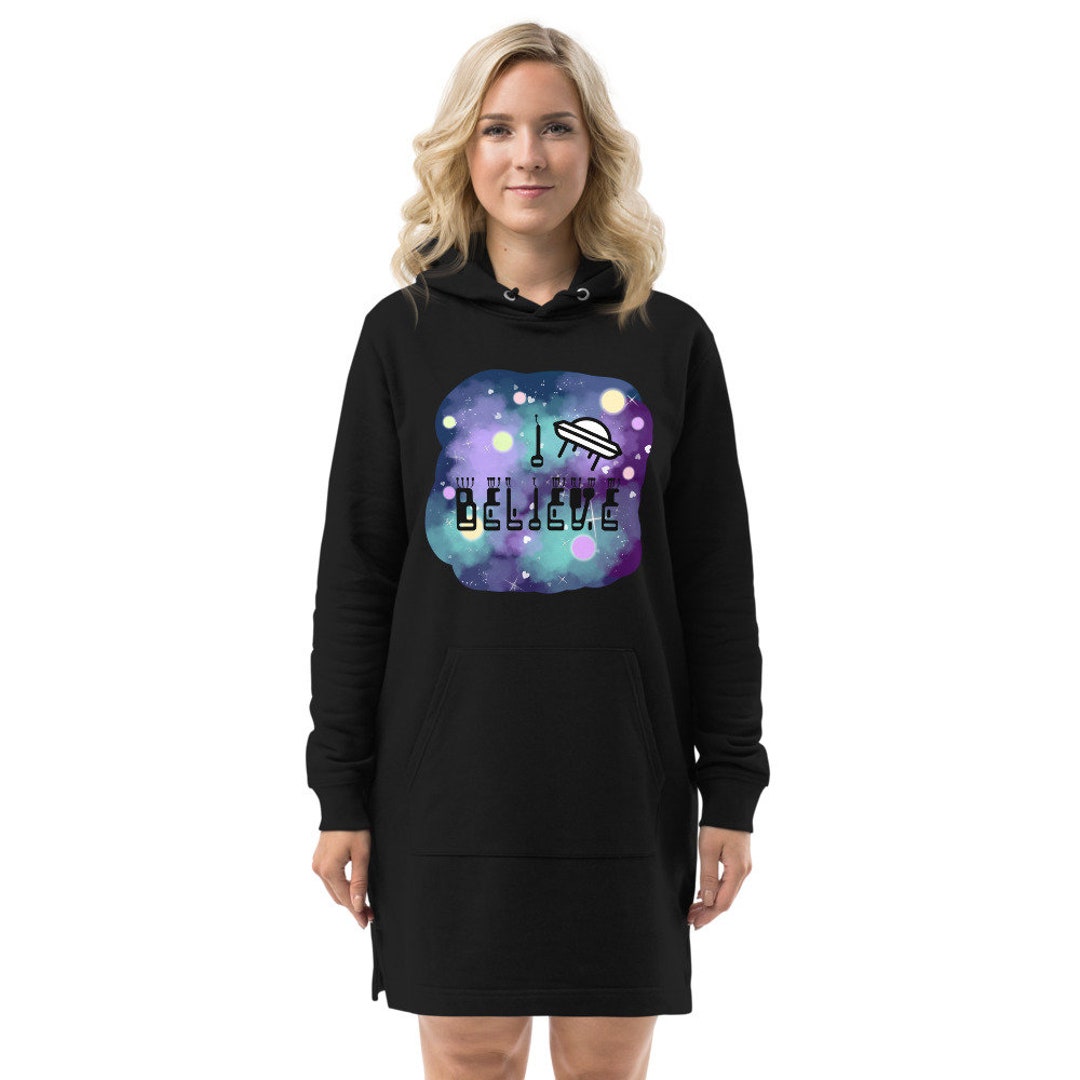 UFO Dress, Hoodie Dress, I Believe in Ufos, Alien Clothing, Space Dress ...