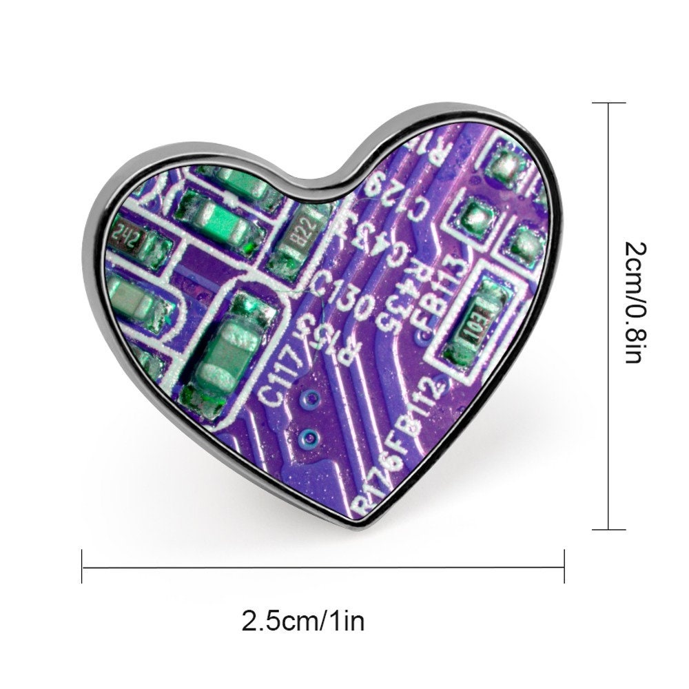 Purple Cyber Heart Pin, Computer Part Badge, Cyberpunk Accessory ...