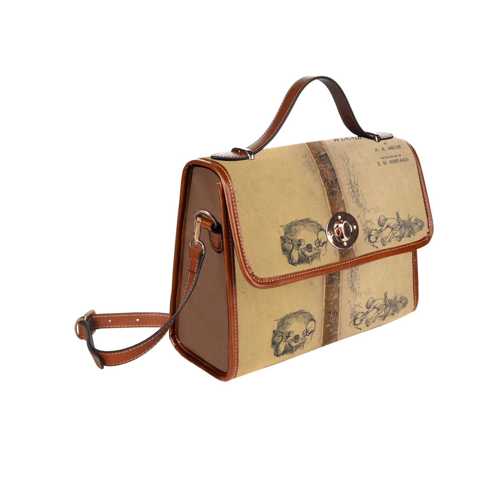 Winnie the Pooh Book Cover Canvas Bag, Book Satchel, A A Milne Gift ...