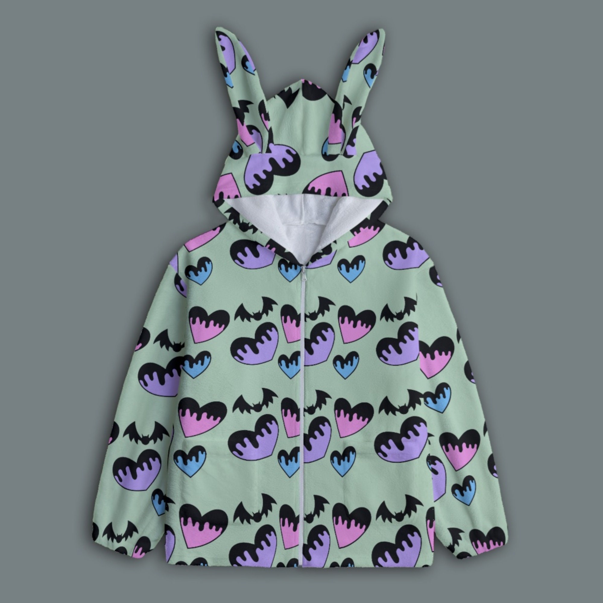 Pastel Plush Hoodie, Pastel Goth Aesthetic, Kawaii Harajuku, Lovecore ...