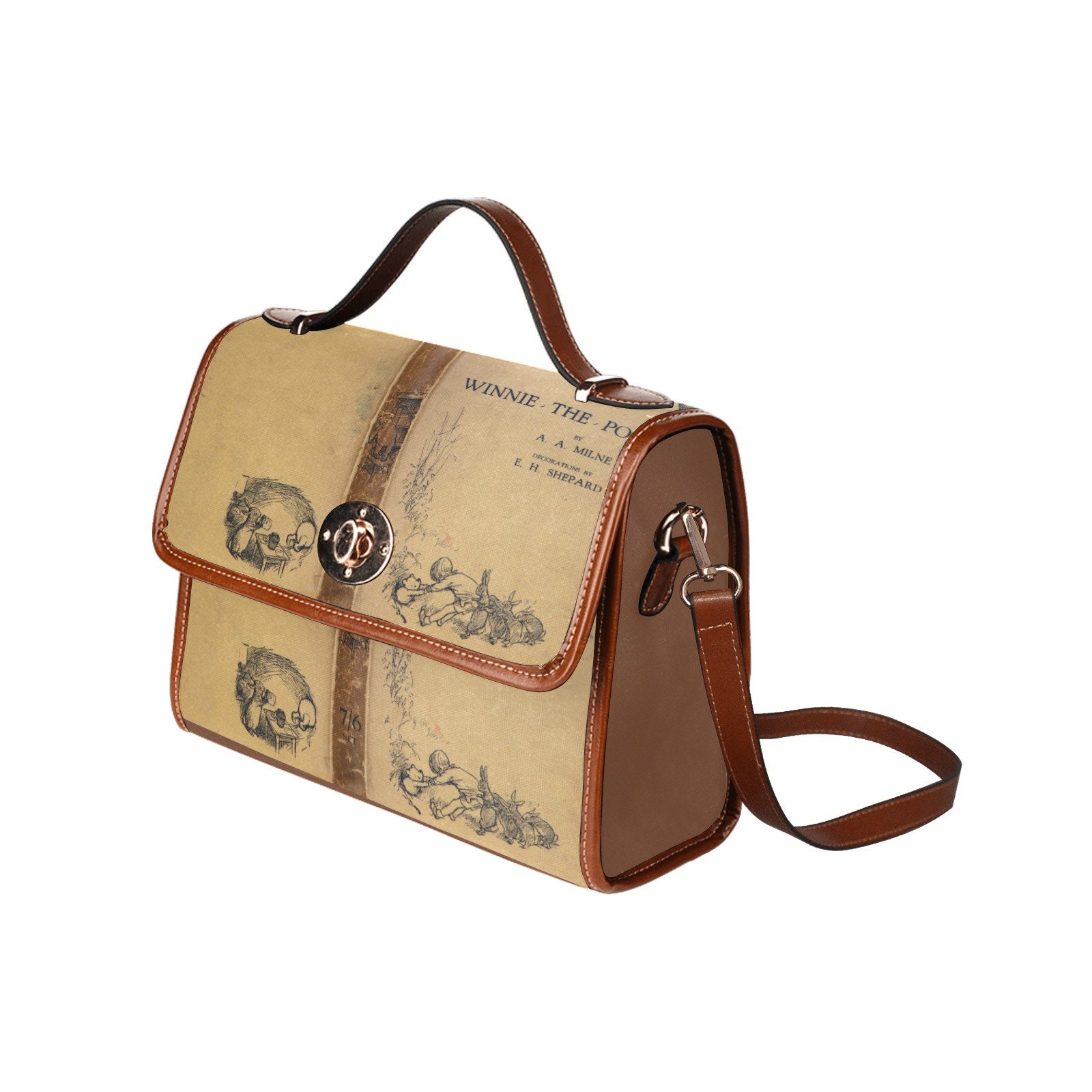 Winnie the Pooh Book Cover Canvas Bag, Book Satchel, A A Milne Gift ...