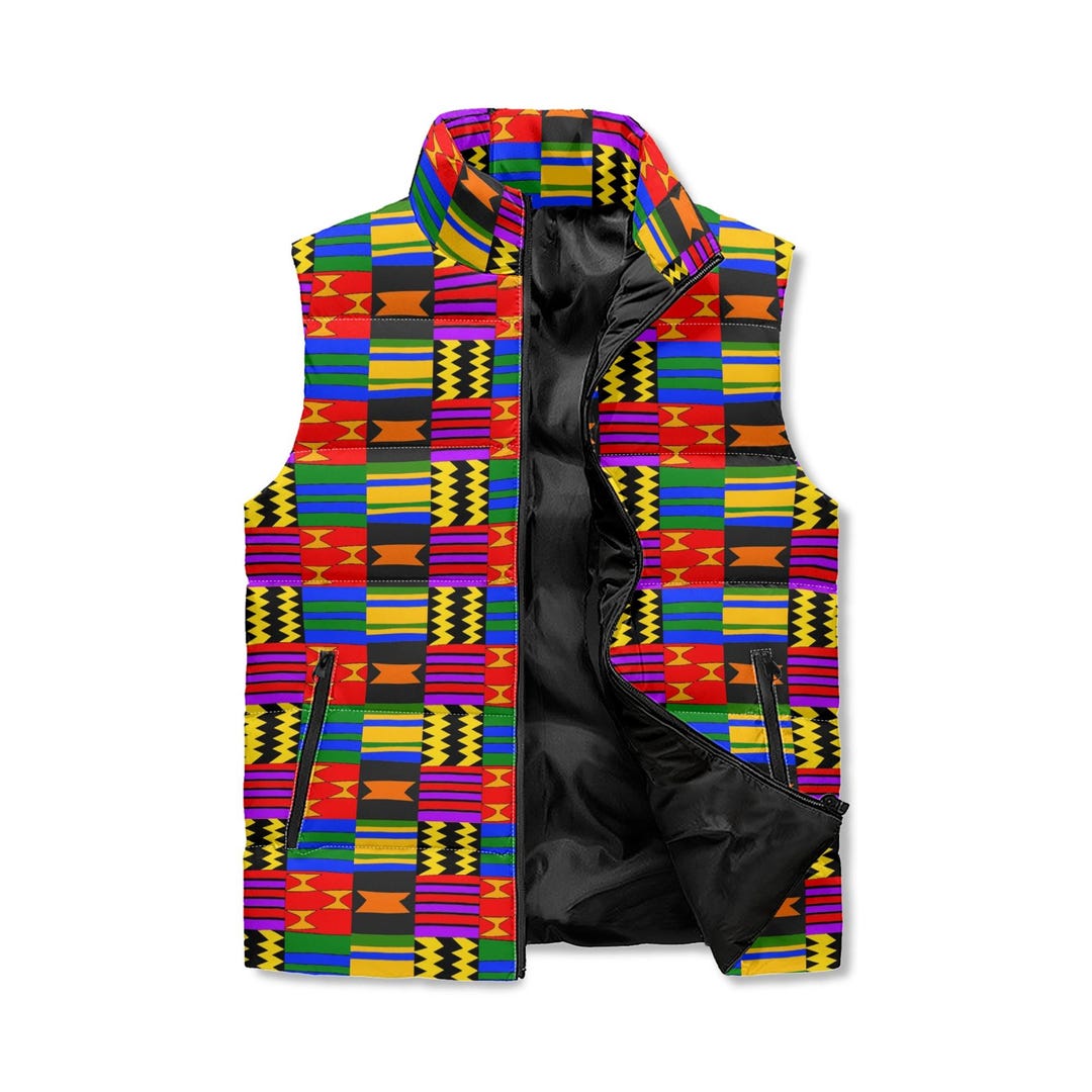 African Puffer Vest, Neon Kente Jacket, Afrocentric Gifts, Ankara ...