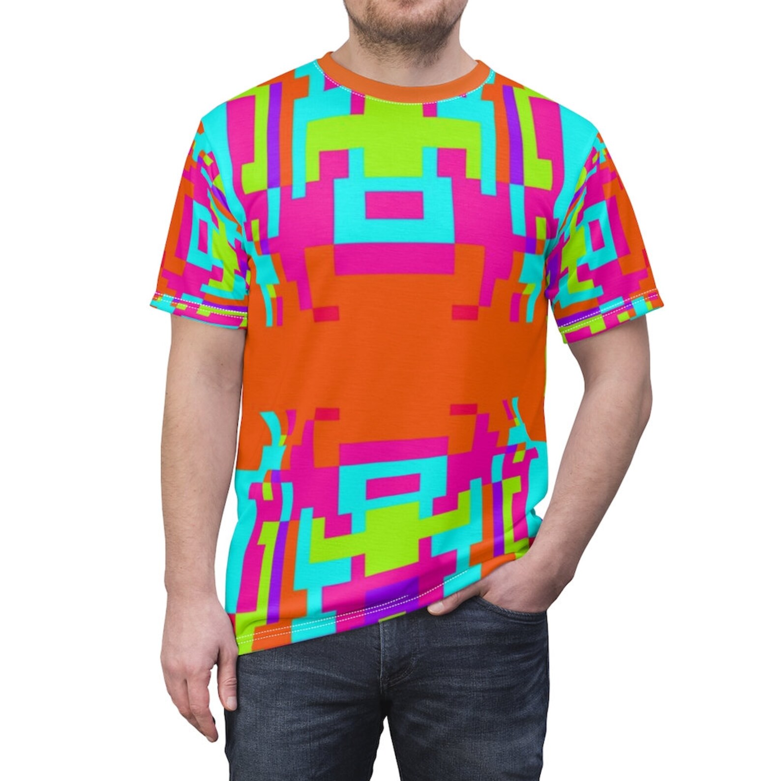 Neon Tshirt, Decora Kei Shirt, Glitchcore Clothing, Fluorescent Clothes ...