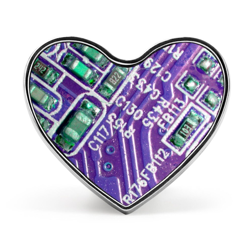 Purple Cyber Heart Pin, Computer Part Badge, Cyberpunk Accessory ...