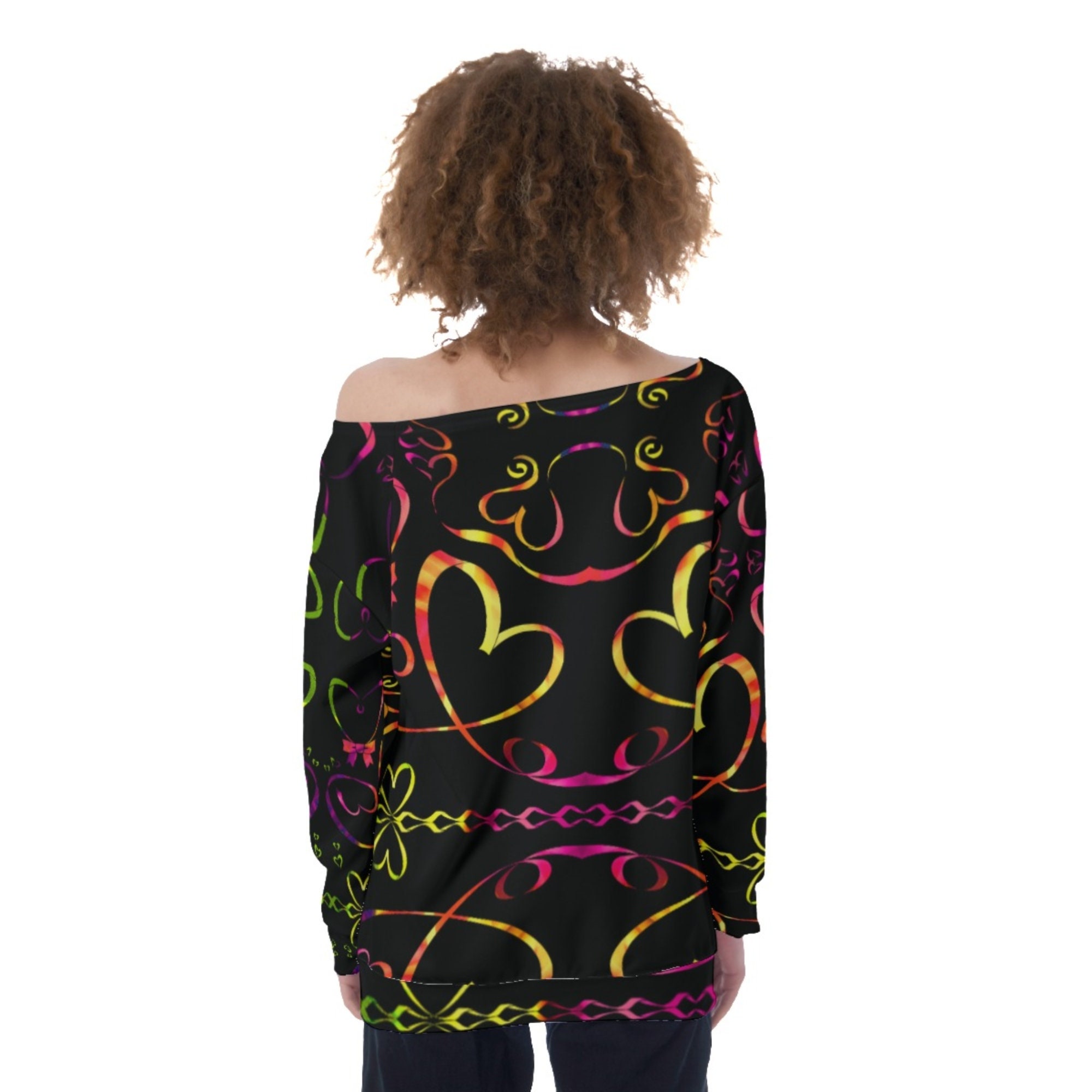 Neon Haaady Gyaru, Oversized Sweater, off Shoulder Jumper, Plus Size ...