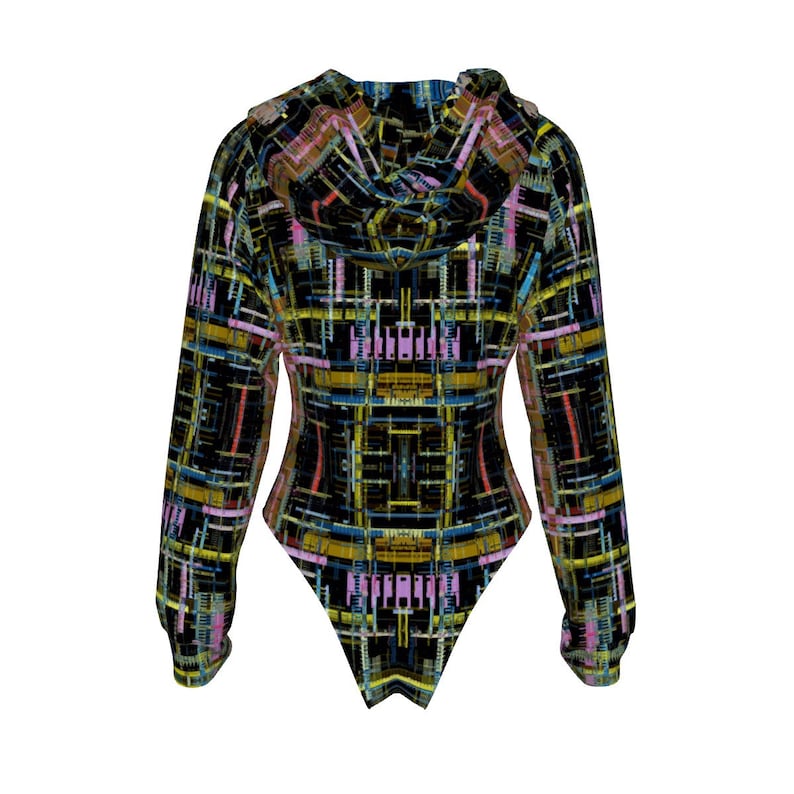 Hooded Bodysuit, Glitchcore Clothes, Alien Aesthetic, Rave Gift, Sci Fi ...