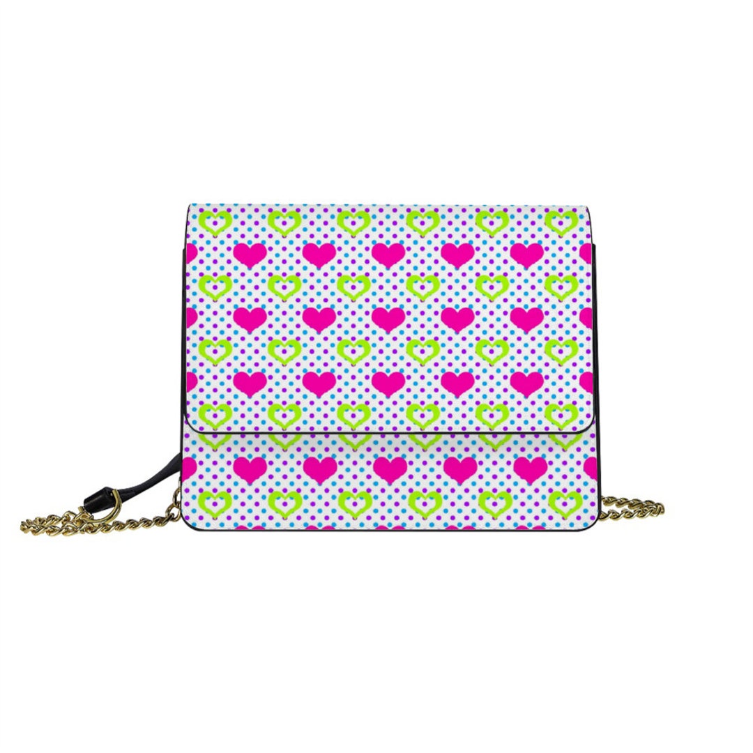 Lovecore Heart Bag, Gyaru Shoulder Bag, Polka Dots and Hearts, Vegan ...