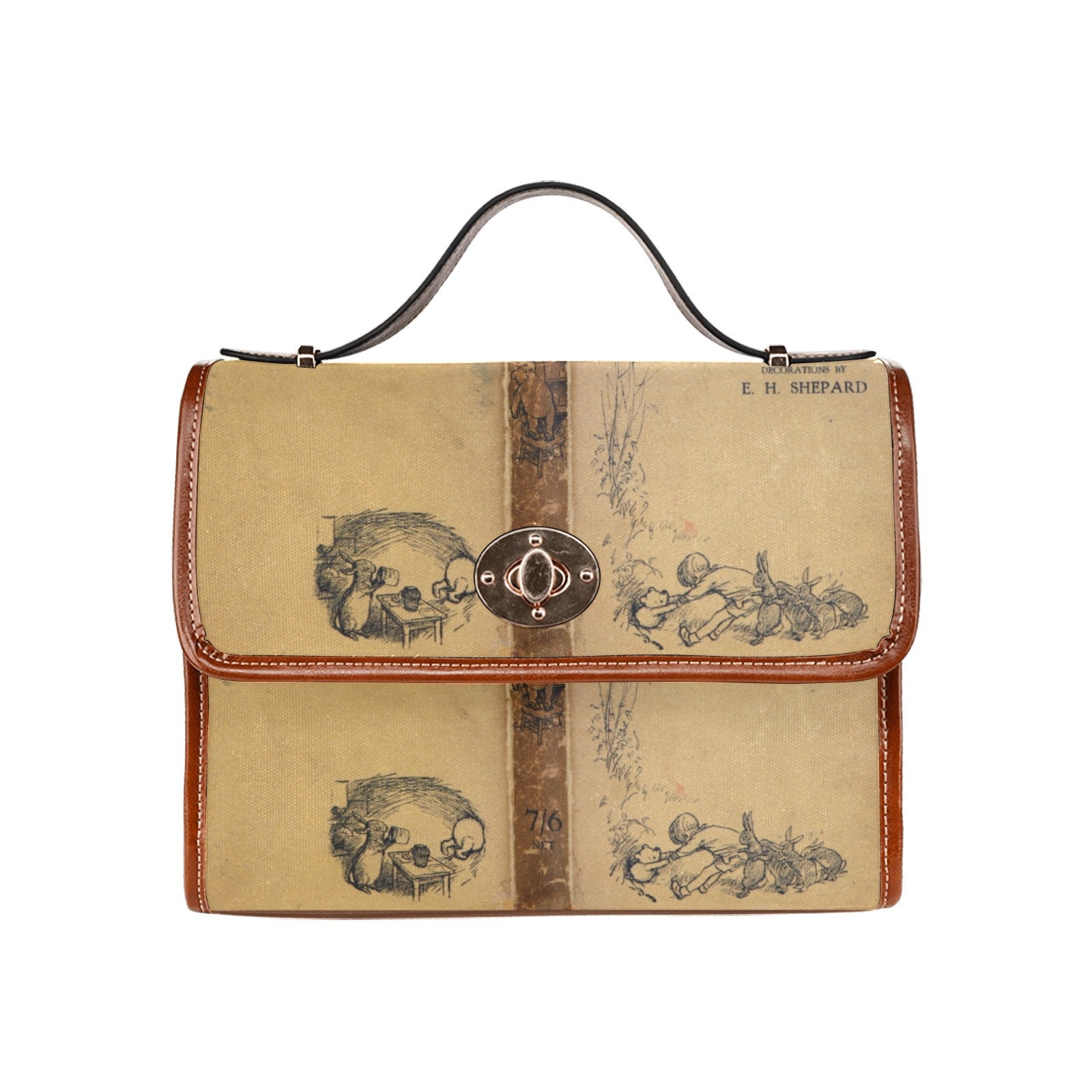 Winnie the Pooh Book Cover Canvas Bag, Book Satchel, A A Milne Gift ...