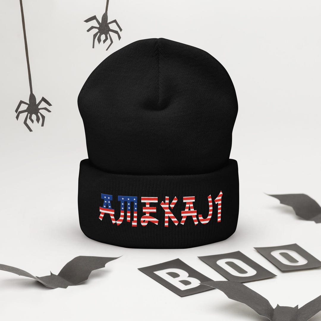 Amekaji Cuffed Beanie, Embroidered Gyaru Hat, Sentaa Guy Fashion ...