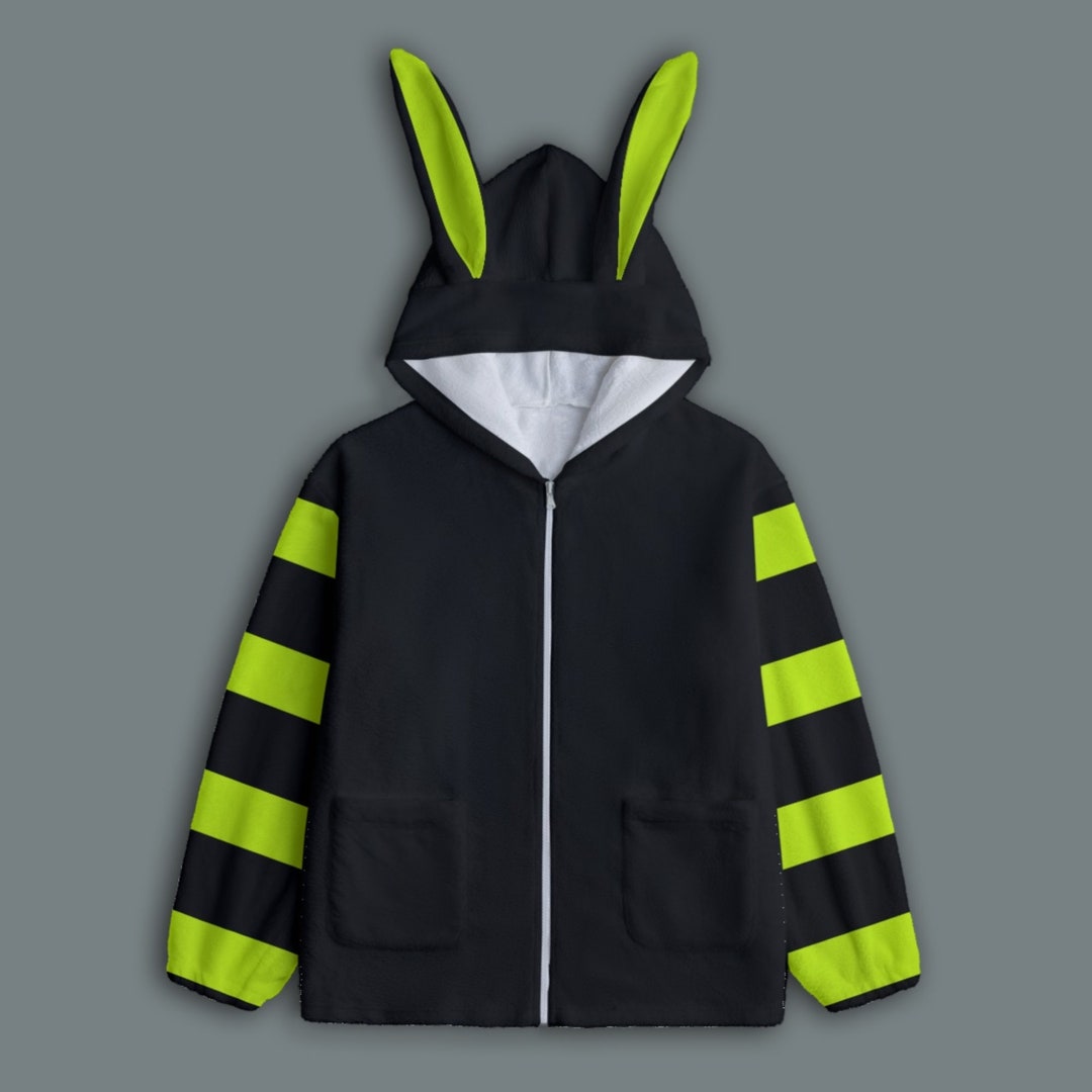 Plush Bunny Hoodie, Kawaii Harajuku, Neon Bunny Hoodie, Kidcore ...