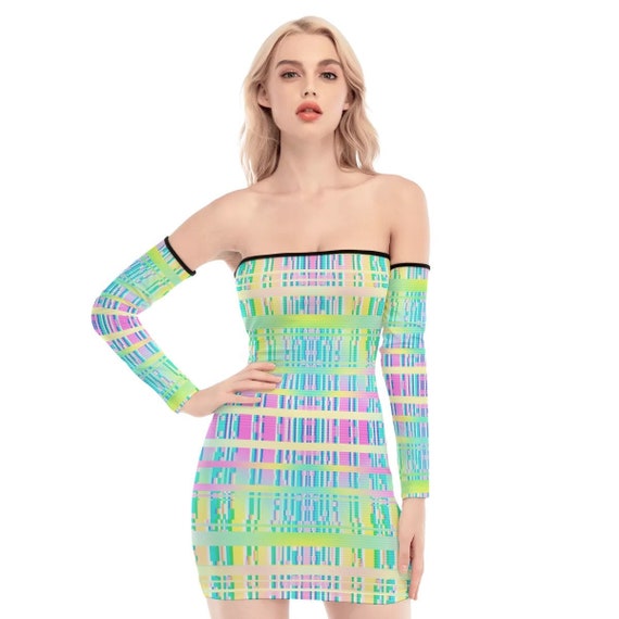 Neon Rainbow Rave Outfit Glitchcore Clothing Corset Dress | Etsy