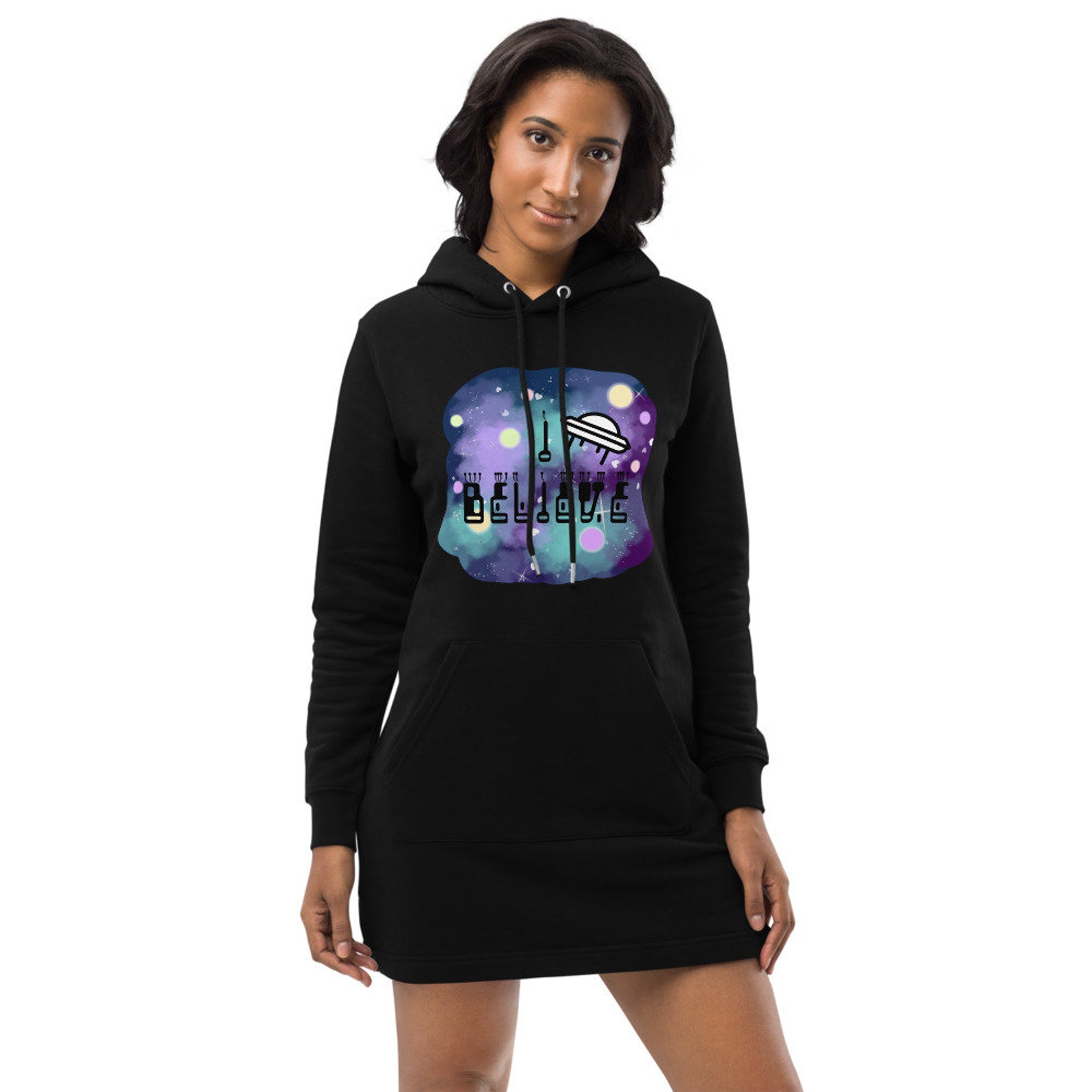 UFO Dress, Hoodie Dress, I Believe in Ufos, Alien Clothing, Space Dress ...