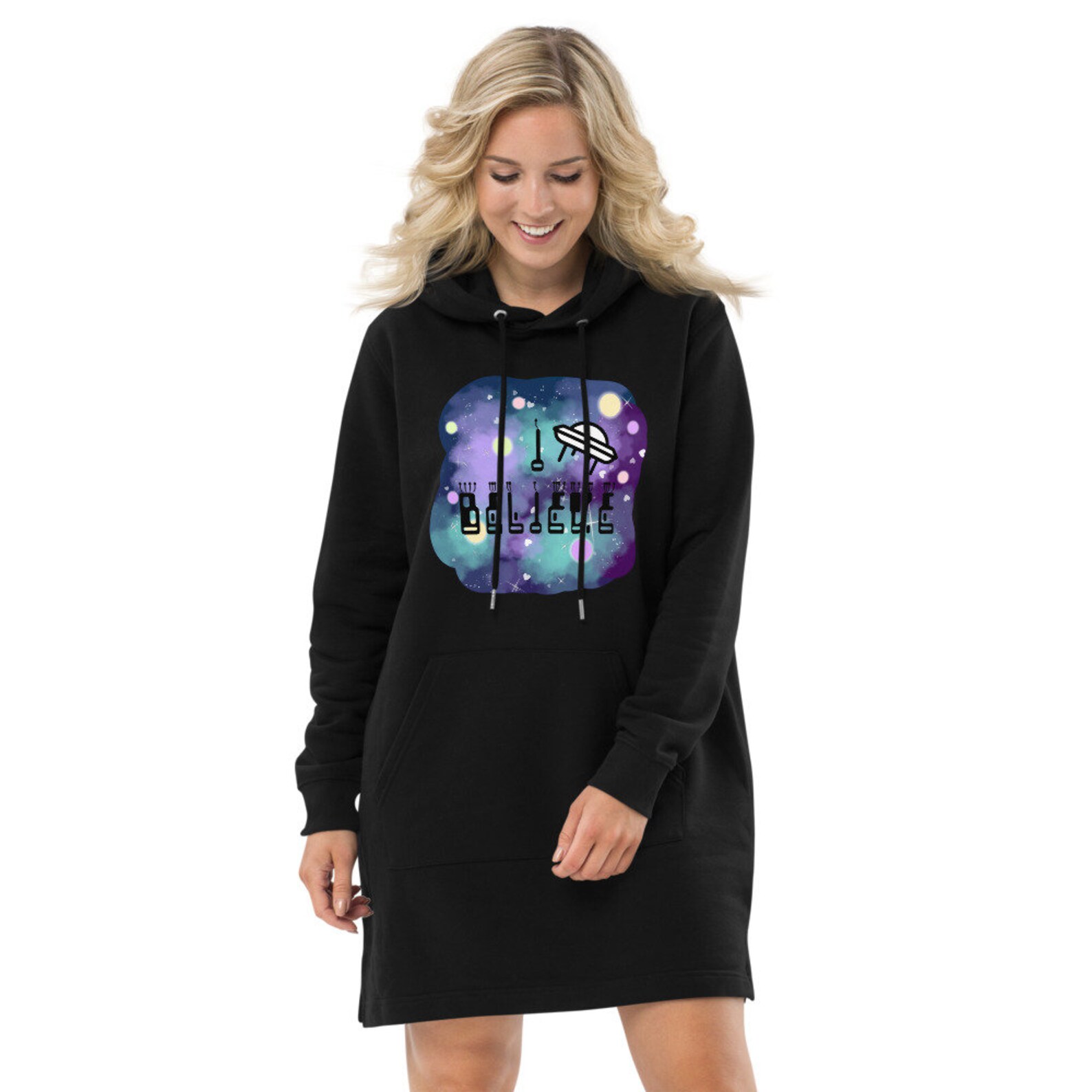 UFO Dress, Hoodie Dress, I Believe in Ufos, Alien Clothing, Space Dress ...